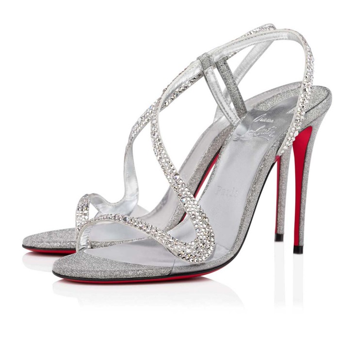Rosalie Strass - 100 mm Sandals - Suede, glittered calf Rosalie Strass - 100 mm Sandals - Suede, glittered calf